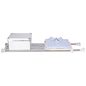 Hershii Expandable Closet Tension Shelf Rod Adjustable Storage Rack Heavy Duty DIY Organizer Divider for Wardrobe Cupboard Kitchen Bathroom