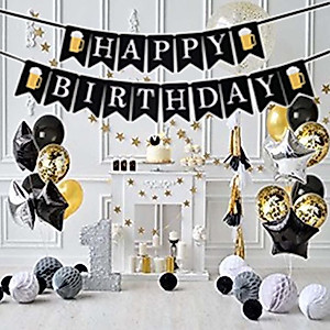 Black Happy Birthday Banner Beer Birthday Decorations Versatile Swallowtail Bunting Flag Garland
