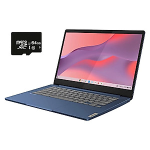 Lenovo 2023 Newest Ideapad Slim 3, 14" (1920 x 1080) FHD Touchscreen Chromebook Slim Thin Laptop, 8-Core MediaTek Kompanio 520, 4GB RAM, 64GB eMMC, WiFi 6, Chrome OS, Abyss Blue, EAT 64GB Micro SD