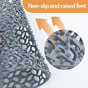 JUSTOGO Silicone Sink Protector, Rear Drain Kitchen sink mat Grid Accessory, 1 PCS Grey Non-slip Heat Resistant sink mats for Bottom of Farmhouse Stainless Steel Porcelain Sink (19.25 ''x 14 '')