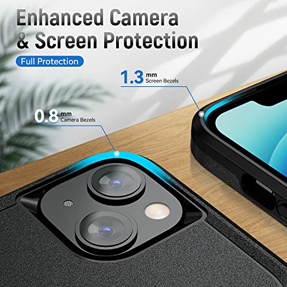 Warsia for iPhone 14 Case, iPhone 13 Case, with Screen Protector, Heavy-Duty Tough Rugged Shockproof Protective Case for iPhone 14/13, Black