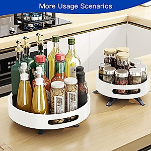 DIHUMK Lazy Susan Organizer Turntable for Kitchen Cabinet Pantry Bathroom or Countertop with Large Spice Rack Steel (12 Inch, White)