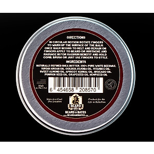 Beard And Bates | 1878 Black Label Beard Balm - Classic Styling Hold | 19th Century Beeswax Formula, Premium Oils | Made in USA