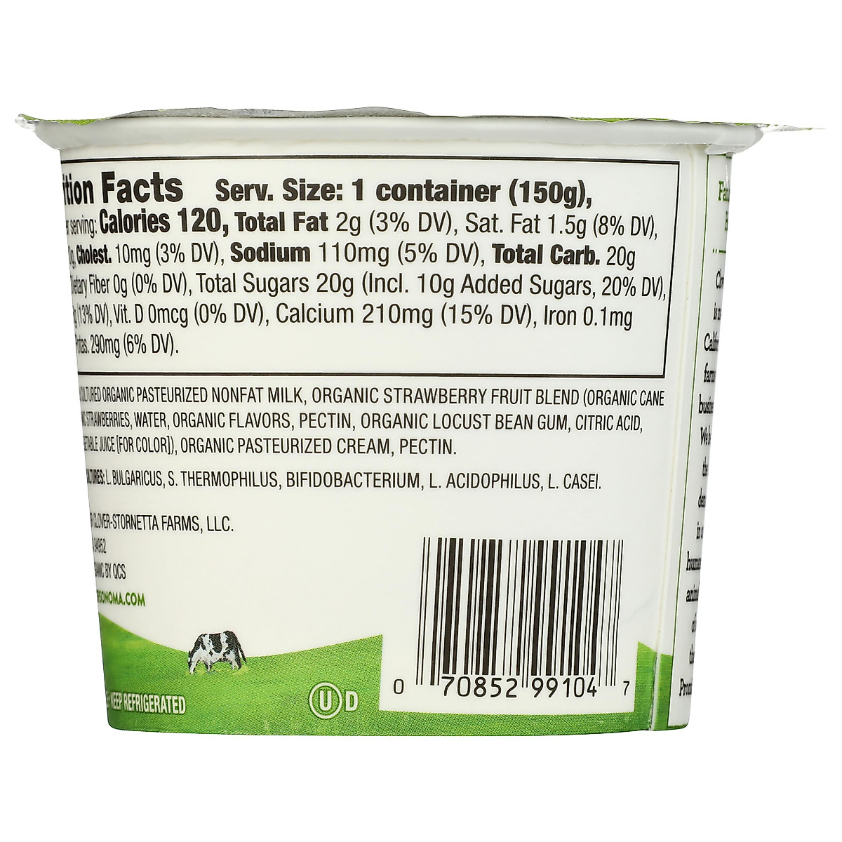 CLOVER SONOMA Organic Low Fat Strawberry Yogurt, 5.3 OZ