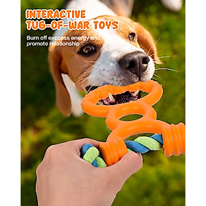 SCHITEC Tug of War Dog Toy, Rubber Rope Pull Toy for Small Medium Dogs, Interactive Play Puppy Teething Chew Toys