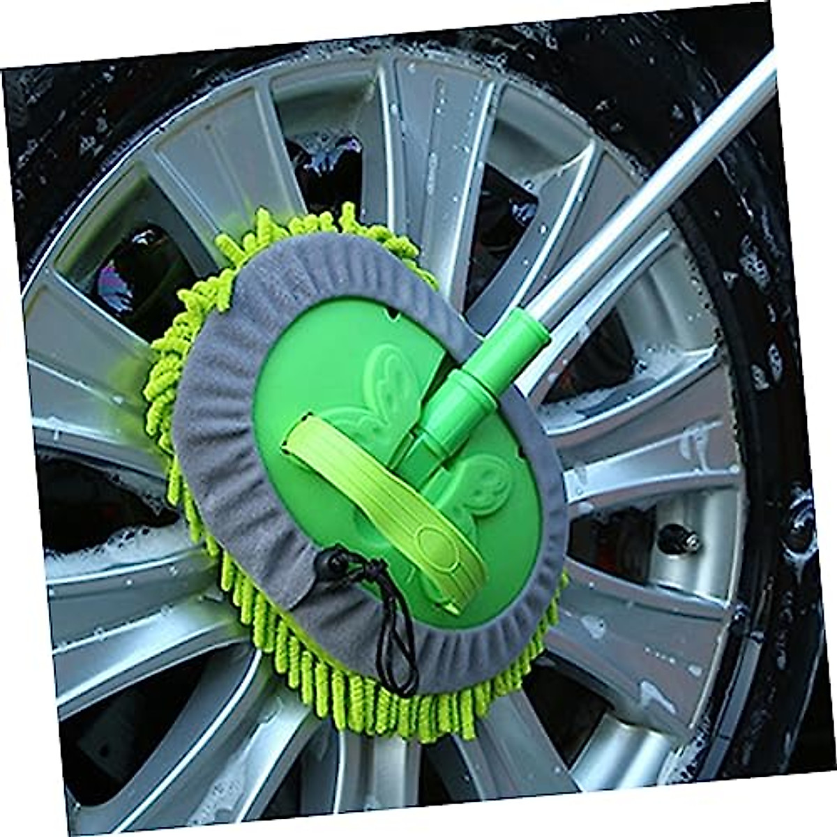 KALLORY Telescopic Car Wash Mop Cleaning Mops Floor Cleaner Mop Floor Mops Home Telescopic Mop Chenille Cleaning Mop Retractable Mop Handle Green Household Aluminum Alloy Sponge Mop