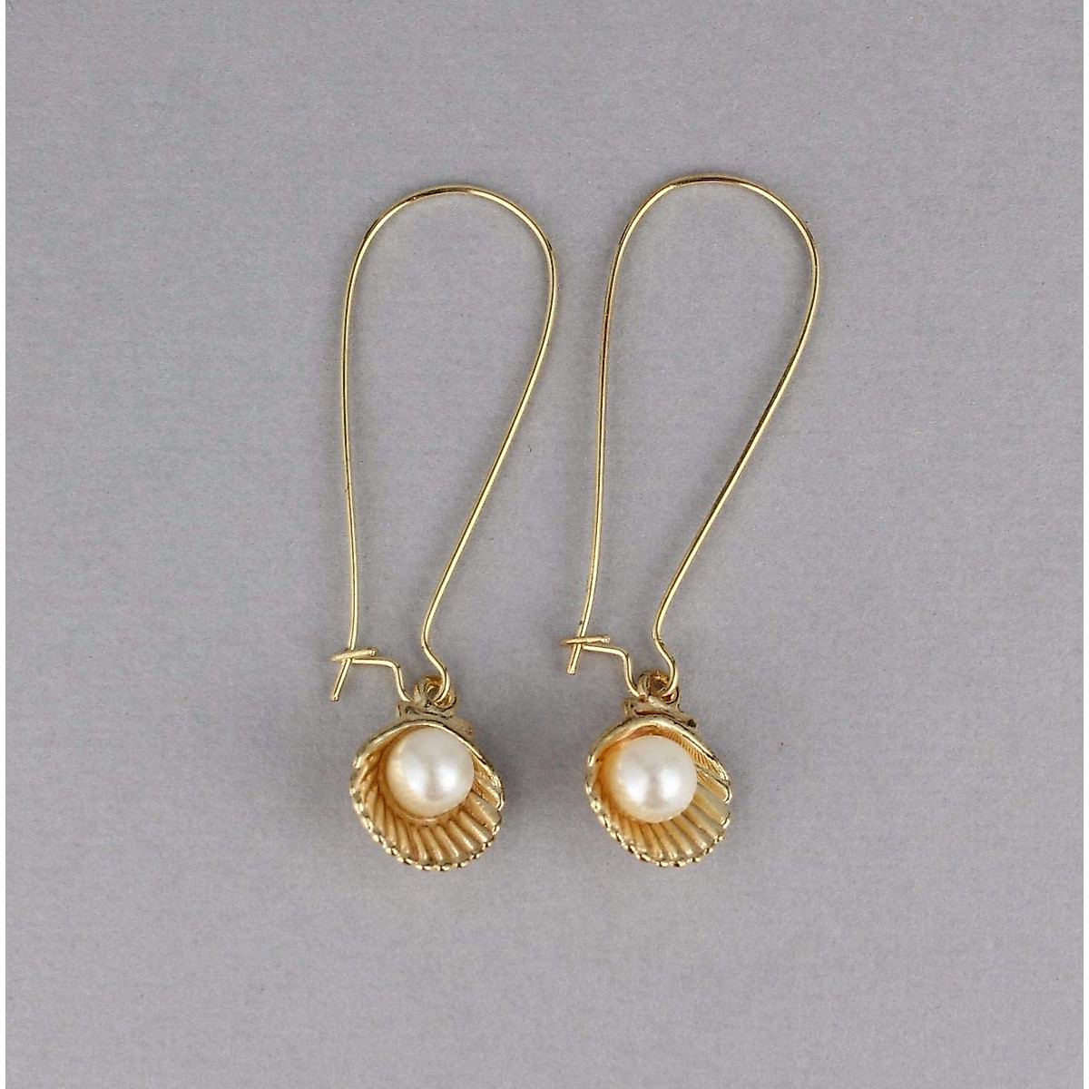 Gold Sea Shell Earrings For Women Set Faux Pearl Oyster Shell 2" Long Dangle Earrings For Women Set