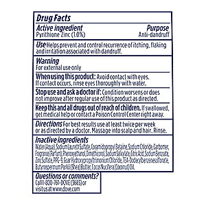 Dove Damage Therapy Derma Shampoo Dryness + Itch Pack of 6 for Flaky Scalp with Pyrithione Zinc and Coconut Oil 12 Fl Oz