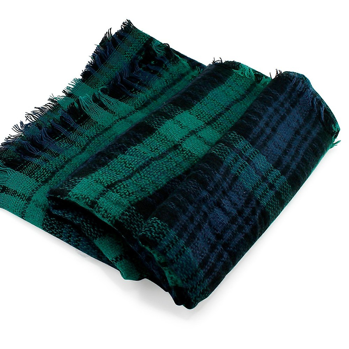 OCT17 Plaid Scarfs for Women Pashmina Tartan Wrap Large Warm Blanket Soft Shawl Checked Winter Fall Scarfs Scarves for Woman - Green