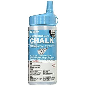 TAJIMA Micro Chalk - Fluorescent Blue 10.5 oz (300g) Ultra-Fine Snap-Line Chalk with Durable Bottle & Easy-Fill Nozzle - PLC2-FB300