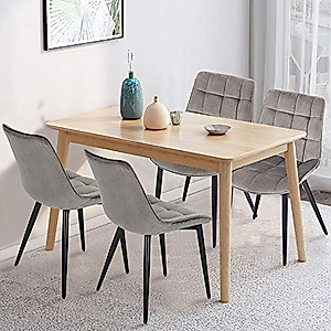 HOMHUM Dining Chairs Set of 2, Velvet Leisure Upholstered Modern Chair with Metal Legs for Kitchen Living Room,Gray