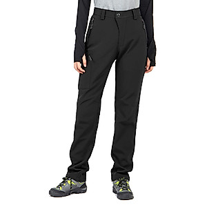 Wespornow Women's-Snow-Ski-Pants Fleece-Lined-Waterproof-Hiking-Pants Softshell Insulated Pants for Winter Outdoor Snowboard (Black, Medium)