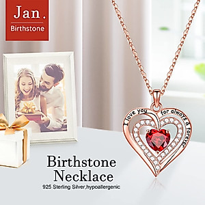 Iefil Gifts for Wife - Birthstone Necklace for Women Mothers Day Birthday Gifts for Mom Daughter Sisters Anniversary Christmas Gifts for Wife Sisters January Garnet Necklace