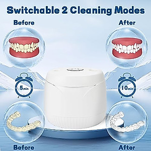 Ultrasonic Retainer Cleaner Machine,Ultrasonic UV Dental Cleaner,45kHz Ultrasonic Cleaner for Dentures,Retainer,Aligner,Night Guard,Toothbrush Heads,Dental Appliance,200ML Ultrasonic Jewelry Cleaner