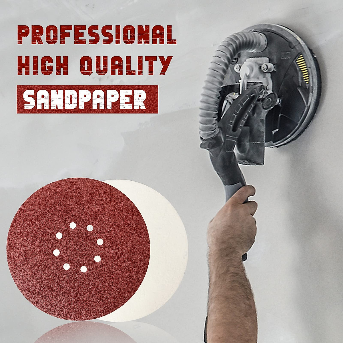 9 Inch 8 Hole Sanding Disc, GOH DODD 40 Grit 15 Pieces Hook and Loop Sandpaper Aluminum Oxide Sanding Pads Sand Paper for Drywall Sander