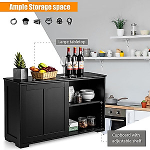 Safeplus 42" Compact Buffet Sideboard with Sliding Wooden Doors and Adjustable Shelf