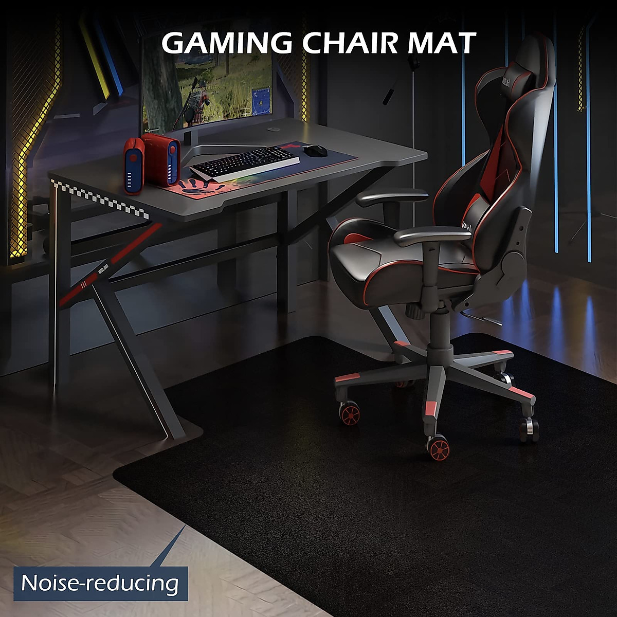 SALLOUS Chair Mat for Hard Floor, 63" x 51" Vinyl Office Chair Mat with Lip, Slip-Resistant Floor Protector Desk Mat for Home - Not for Carpet (Black)