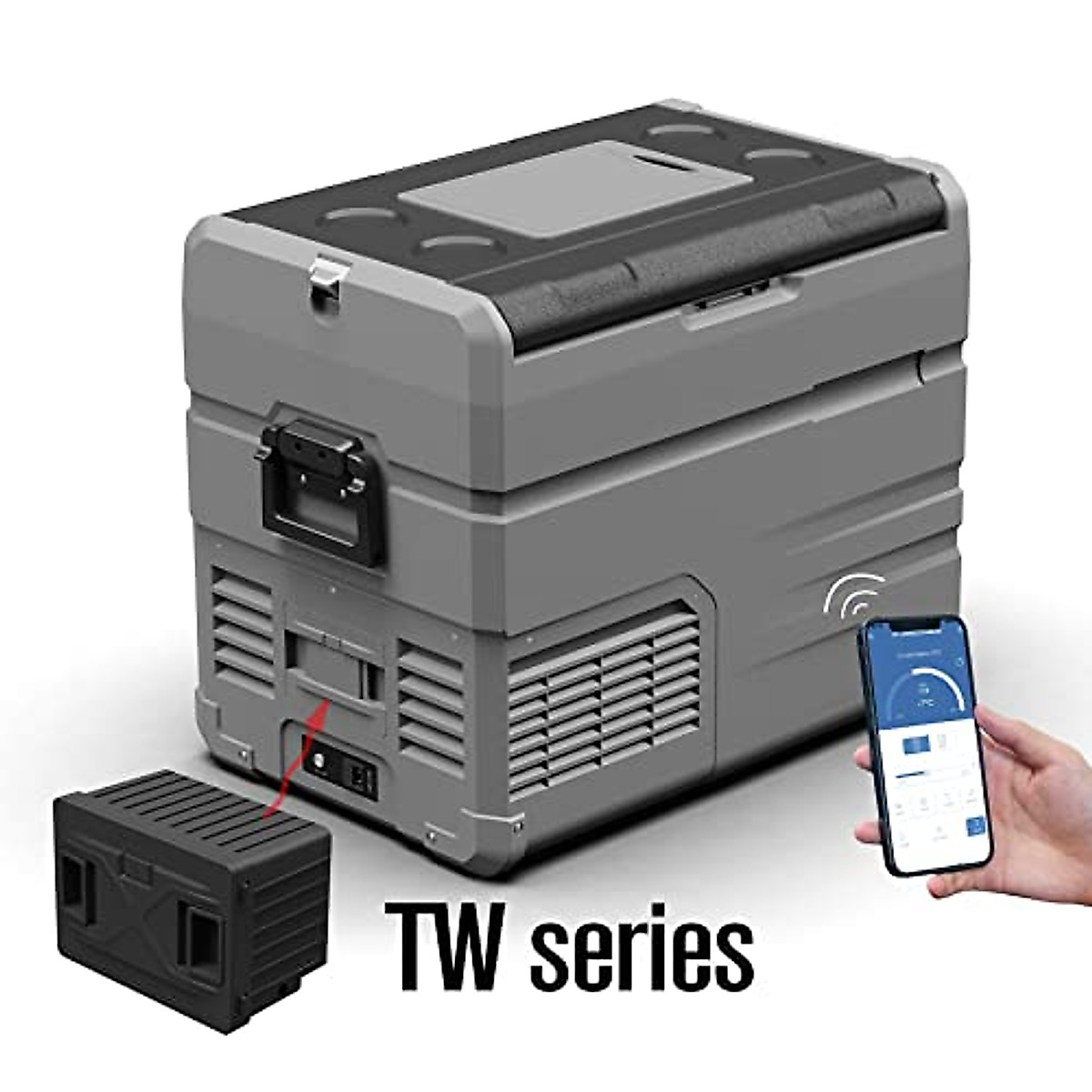 CHANGE MOORE Dual Zone Car Refrigerator Detachable Battery, Bodega, Euhomy, bougerv,Newair(Not Compatible ED series car refrigerator) Black