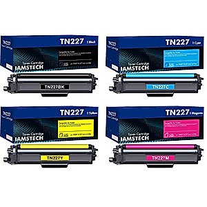 iamstech TN227 High Yield Toner Cartridge 4PackBrother TN-227BK/C/M/Y High Yield HL-L3270CDW HL-L3290CDW HL-L3210CW MFC-L3710CW MFC-L3750CDW MFC-L3770CDW HL-L3230CDW Printer Black/Cyan/Yellow/Magenta
