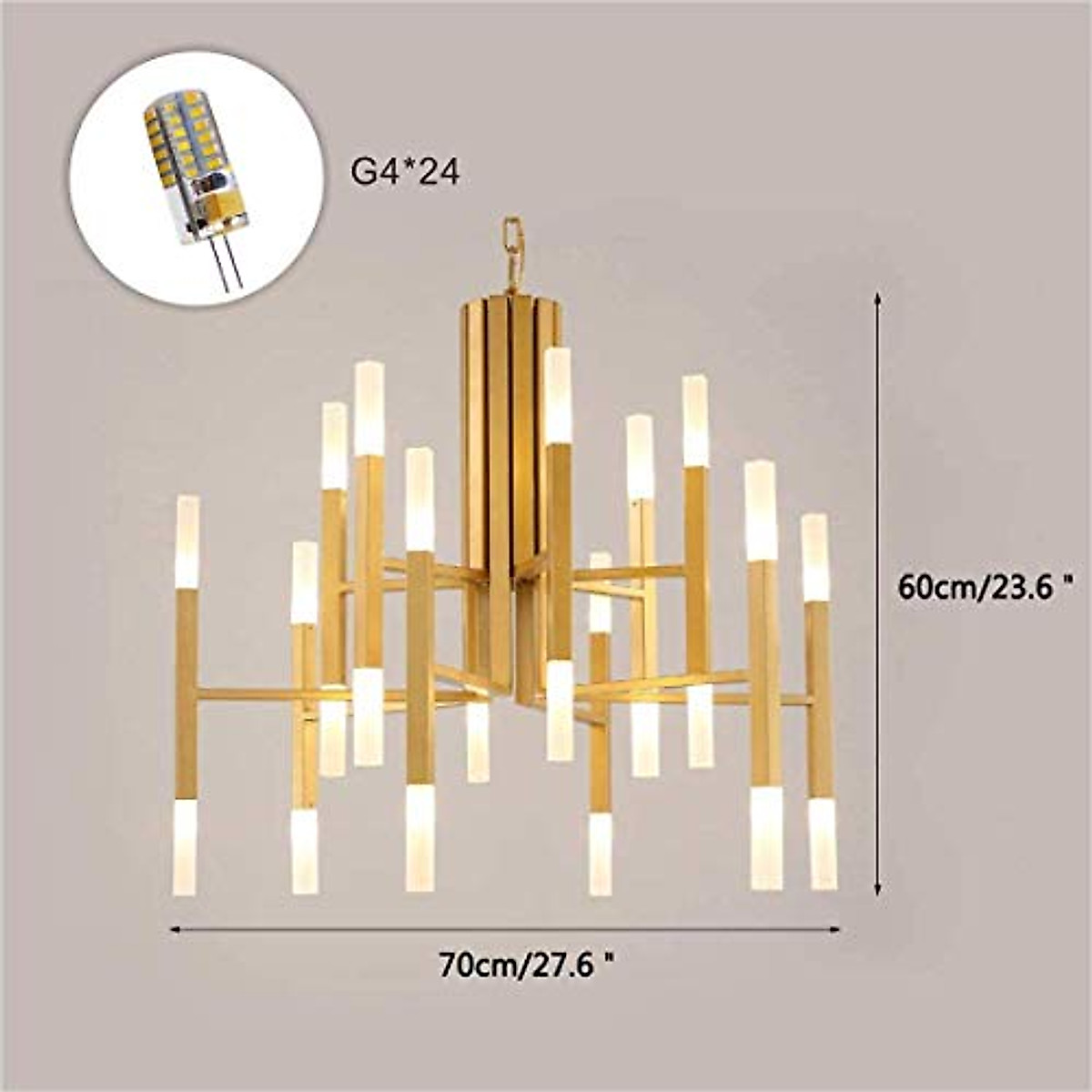 BOKT Modern Gold LED Sputnik Chandelier Mid Century Brushed Brass 24-Lights Round Chandelier Pendant Light Kitchen Island Vintage Industrial Flush Mount Ceiling Light Fixture