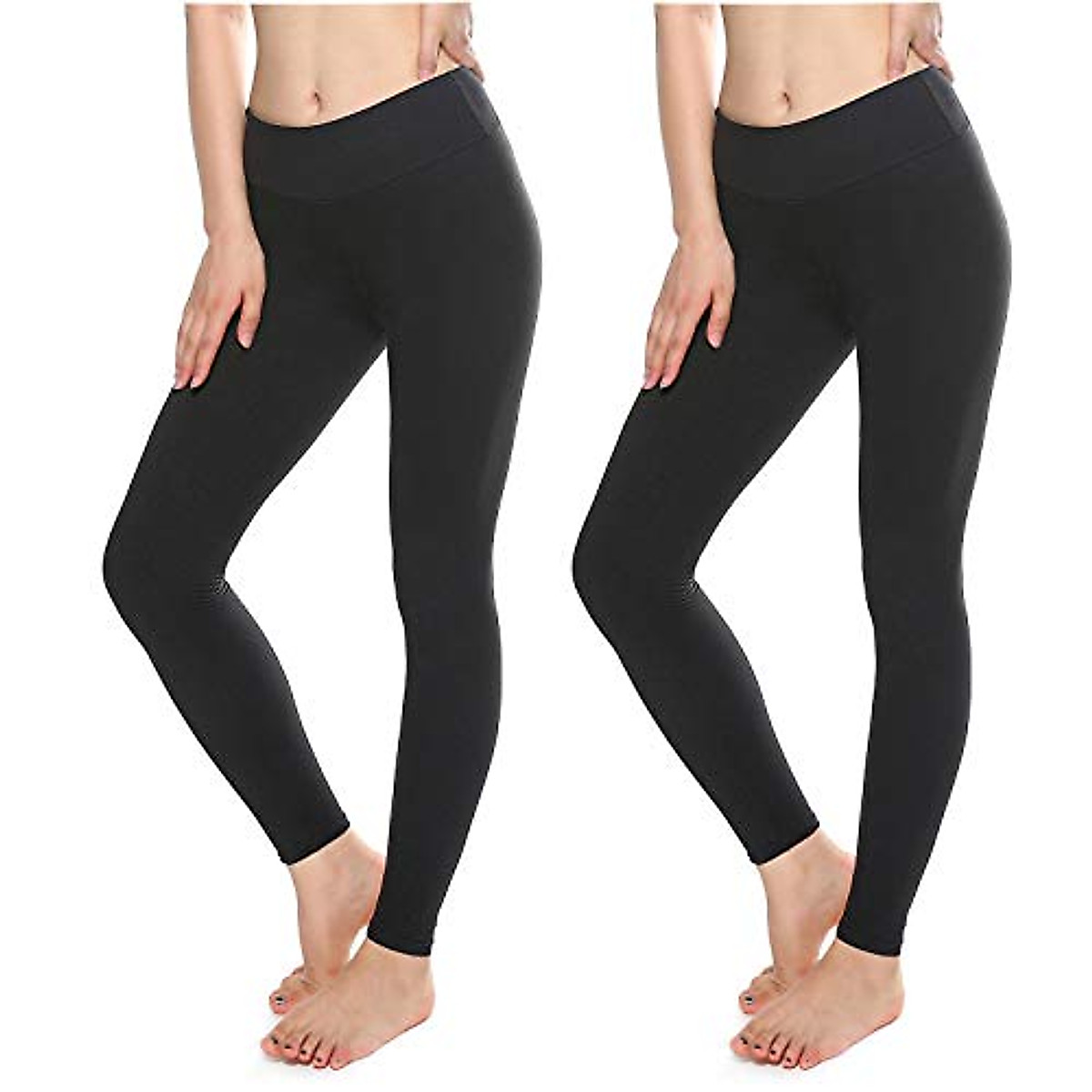 KT Buttery Soft Leggings for Women - High Waisted Leggings Pants with Pockets - Reg & Plus Size(Black-2 Pairs,One Size)