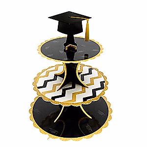 Graduation Cupcake Stands- Friday Night Graduation Party Decorations 3 Tire Cardboard Dessert Stand for Graduation Season