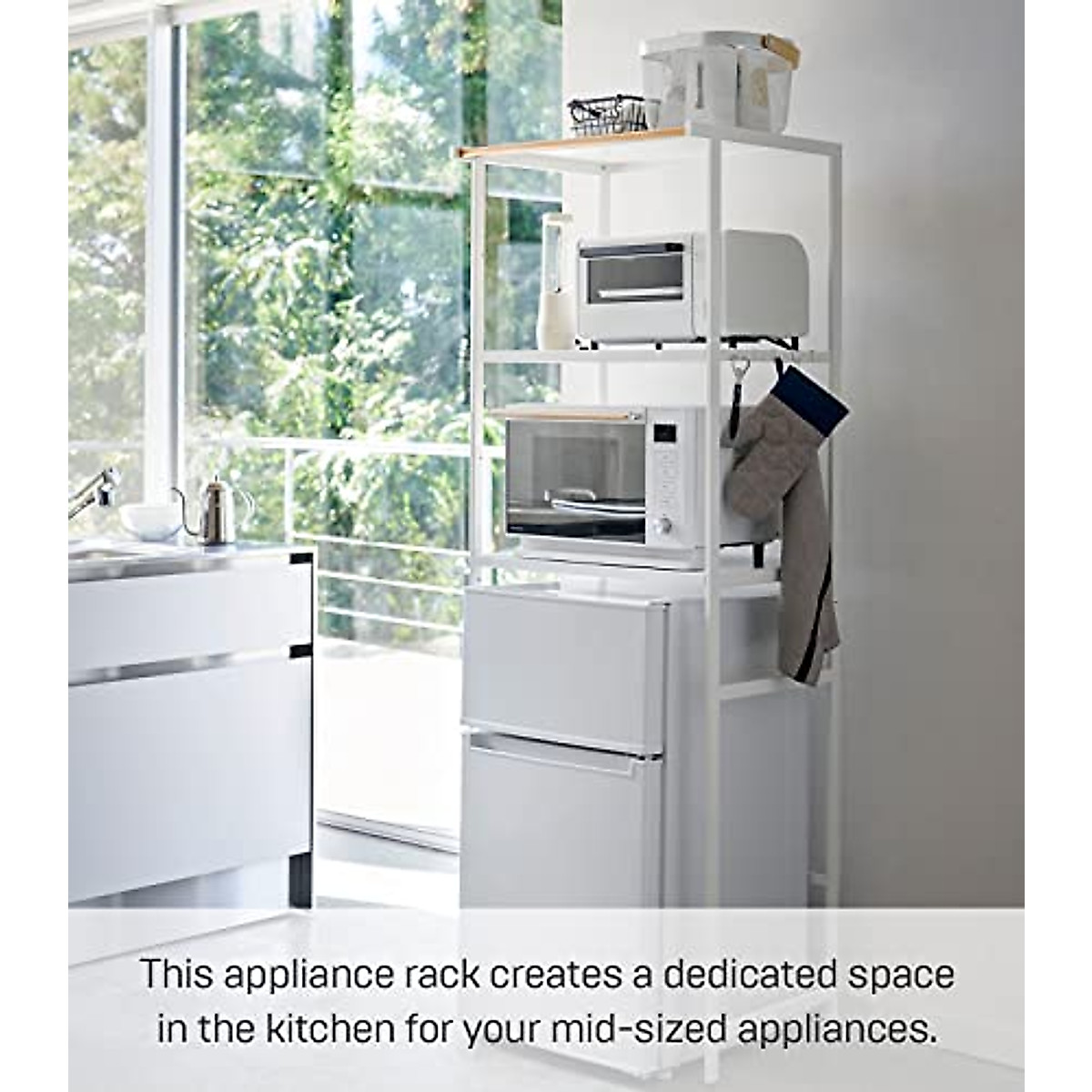 Yamazaki Home Kitchen Appliance Storage Rack-Standing Organizer Shelves, One Size, White