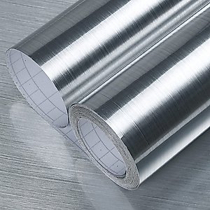 Yancorp Brushed Silver Contact Paper Stainless Steel Contact Paper Peel and Stick on Removable Countertop Self-Adhesive Kitchen Fridge Liner Covers (15.7"x78")