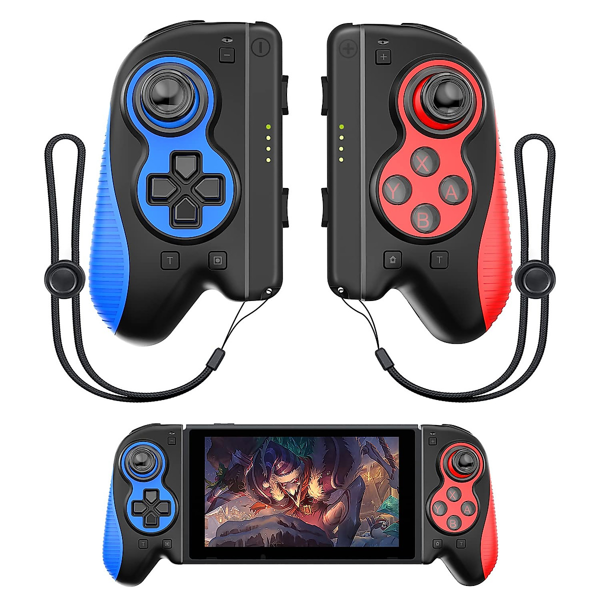Boconna Switch Controllers Joycon Compatible with Switch/Lite/OLED, Joy Cons for Switch Support Turbo, Wake-up Function and 6-Axis Gyro, Replacement for Switch Joycon with Straps