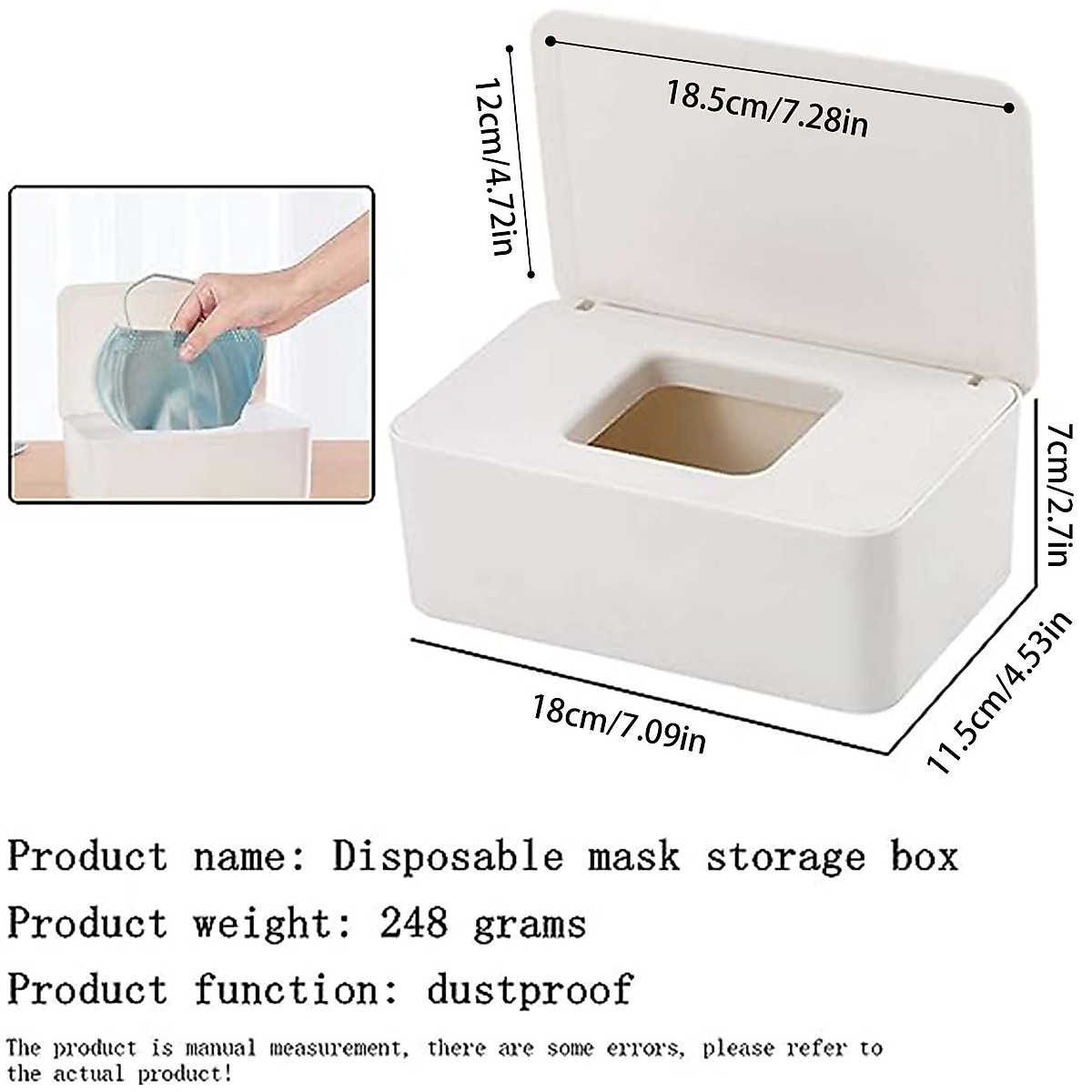 Cuayaes White Tissue Box Cover, Refillable Baby Wipes Dispenser with Sealed Lid, Modern Desktop Tissue Box Holder Napkin Organizer Container for Bathroom Car Office