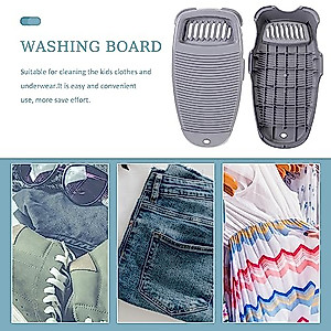 Cabilock Non- Slip Washboard Plastic Hand Washing Board Underwear Washboard Mini Laundry Wash Board Clothes Washing Tool for Home Household (17.3x9.4 inch, Grey)
