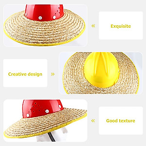 Tofficu Wheat Straw Hard Hat Sun Shade Construction Site Helmet Sunshield Cover