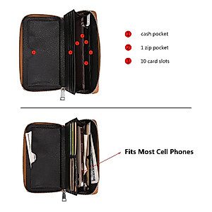 YALUXE Wristlet Handbags for Women Crocodile Effect Leather Clutch Zip-Around Wallet Phone Purse