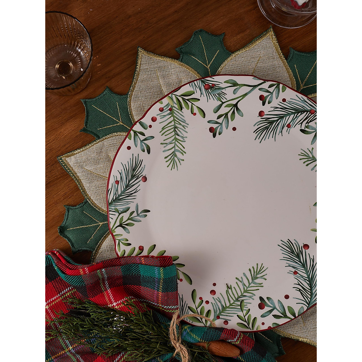 Bico Santa On The Way 11 inch Dinner Plates, Set of 4, for Pasta, Salad, Maincourse, Microwave & Dishwasher Safe