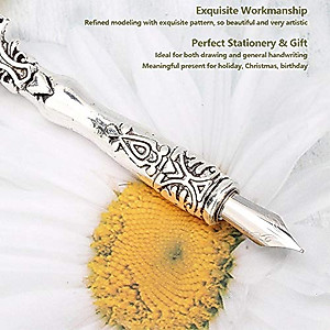 Vikye Quill Pen, English Calligraphy Retro Feather Quill Dip Pen Fountain Pen Sign Pen Set Stationery Gift (White)