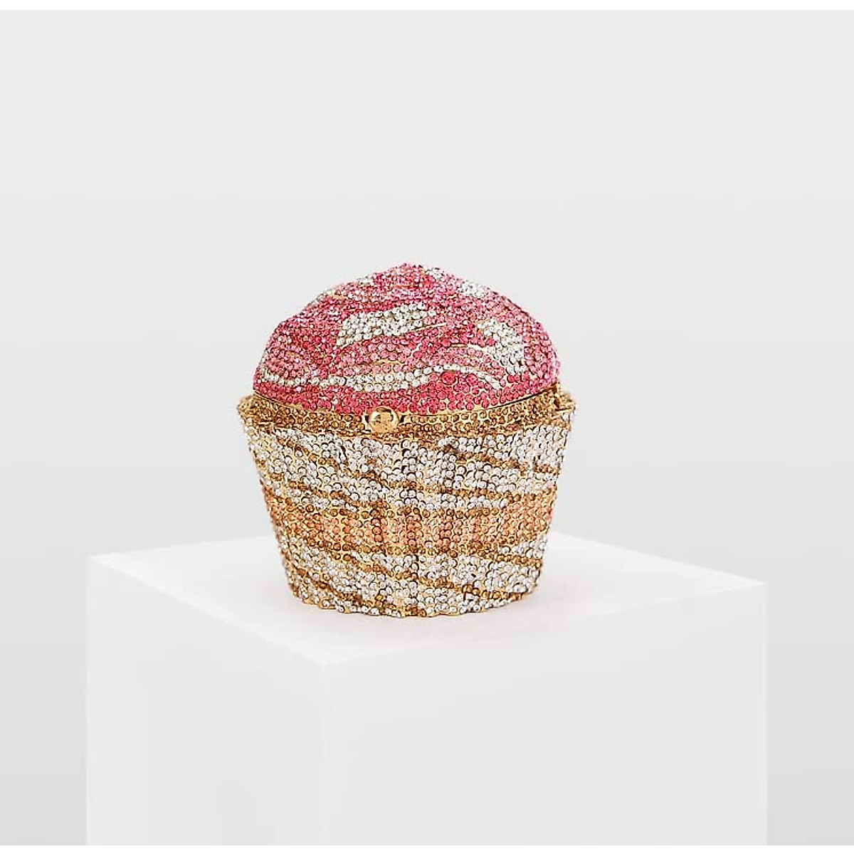 UMREN Cute Mini Cupcake Clutch Purse for Women Rhinestone Crystal Evening Bag Wedding Bridal Handbag Party Cocktail Shoulder Bag Pink