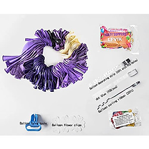 LFVIK Purple Balloons Garland Arch Kit& 4 Sizes 18''12''10''5'', Metallic Balloons, Purple Confetti ballons,for Women Birthday ,Purple theme party,Shower,Wedding.Balloon decoration tools.