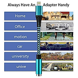 borcall 3Pack Lightning to 3.5mm Aux Adapter Jack Converter Braided Audio Aux Cord Earbuds Splitter Adaptor Compatible with iPhone 14/14 Pro Max/13/13