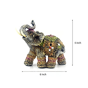Elephant Statue, Lucky Elephant Statue Sculpture Wealth Figurine Gift Home Decoration (Rattan, Left)
