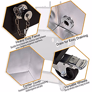 Outsunny 68QT Patio Cooler Ice Chest with Foosball Table Top, Portable Poolside Party Bar Cold Drink Rolling Cart on Wheels with Tray Shelf