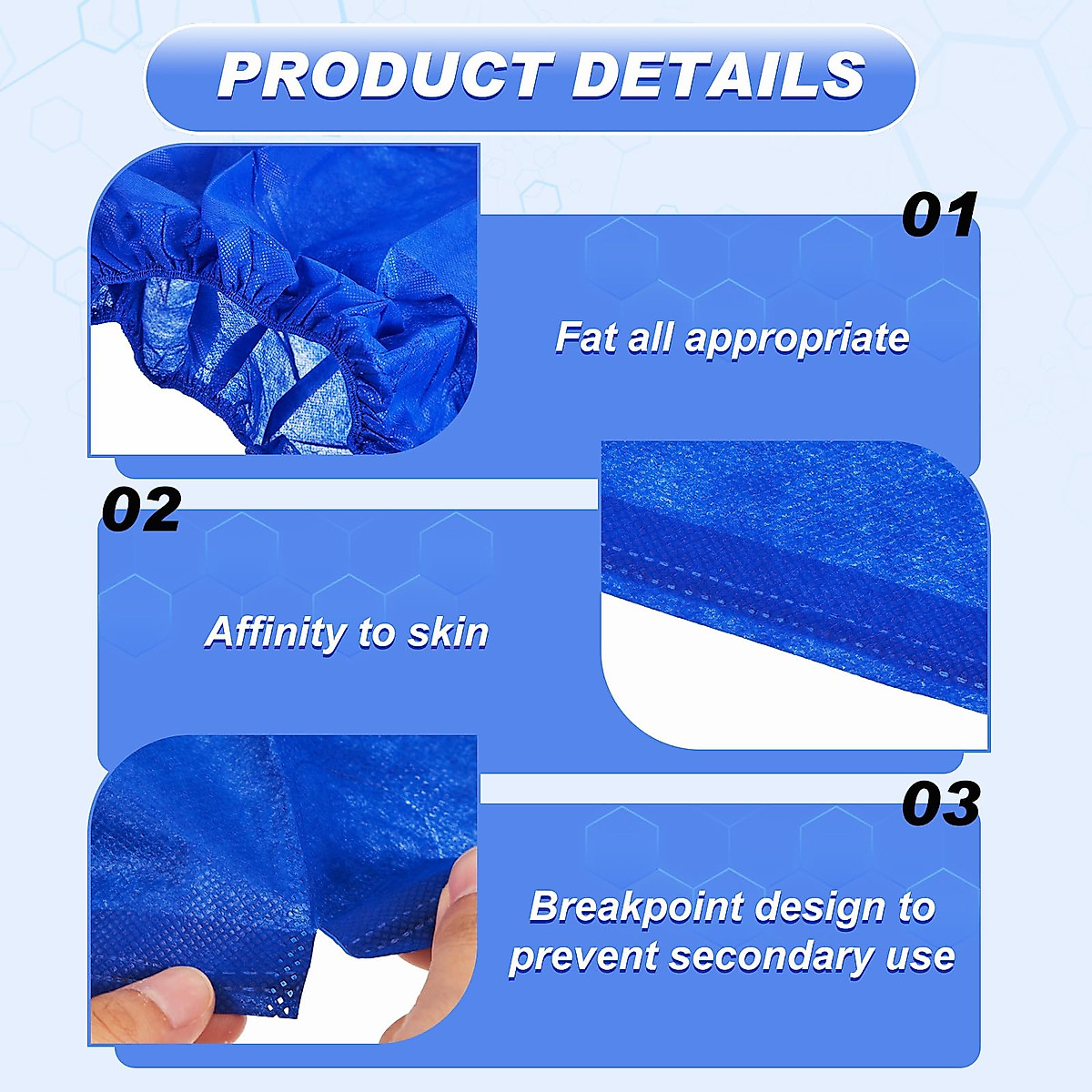 Panitay 300 Pcs Disposable Exam Shorts Non Woven Exam Wear Short Disposable Travel Underwear Unisex Shorts Bottoms with Elastic Waistband for Women Men Spa Massage Examination Services Supplies, Blue