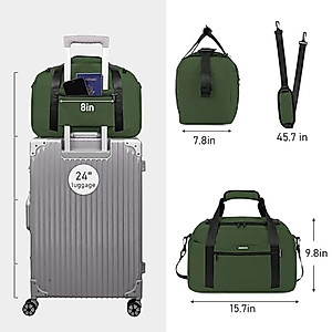 ECOHUB Personal Item Bag 16'' Small Duffel Bag Travel Bag Weekender Bag Gym Bag Tote Duffel bag Overnight Bags Travel Essentials for Women and Men Shoulder Bag Carry On Shoes Bag (Green)