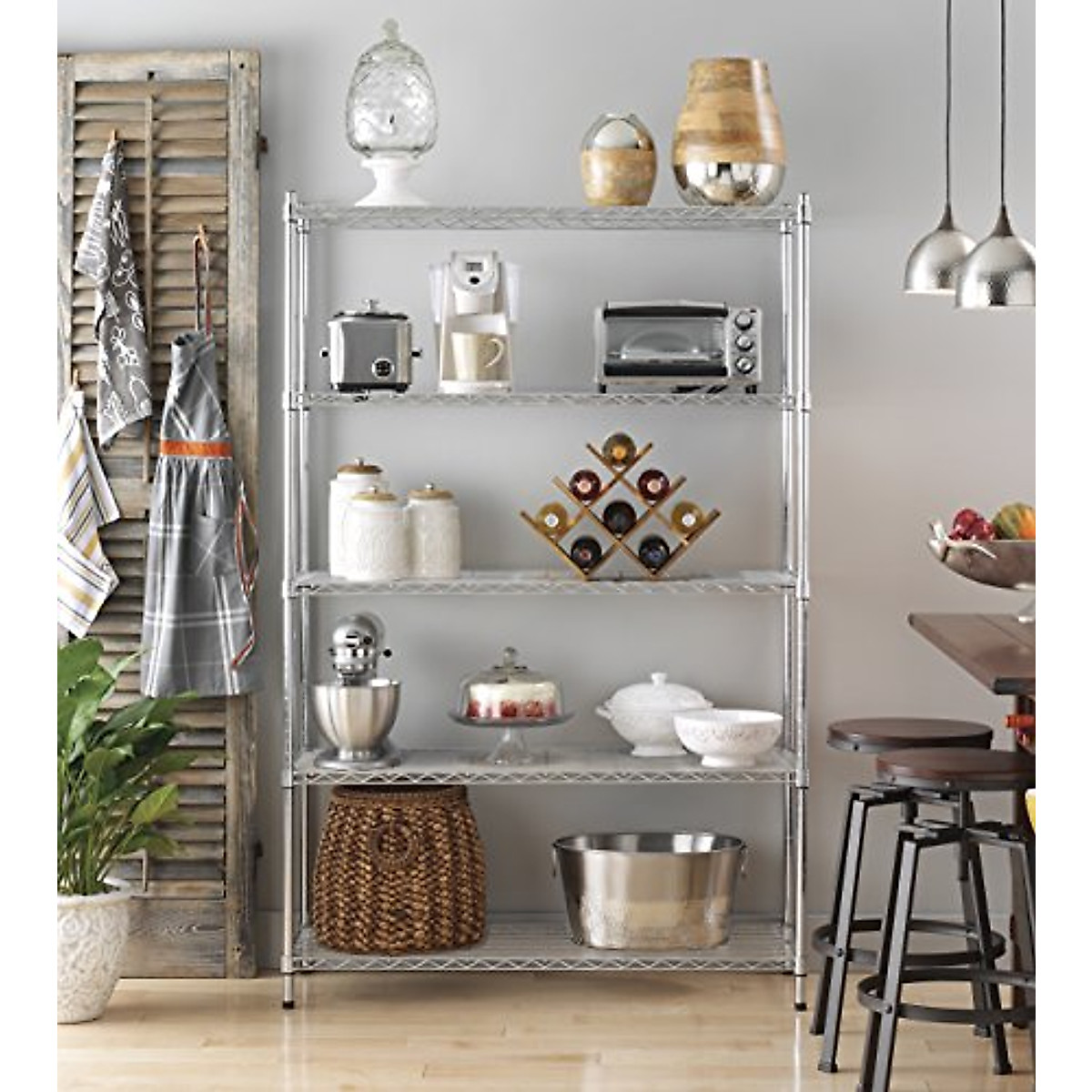Whitmor Supreme 5 Tier Adjustable Shelving - 500 Pound Weight Capacity Per Shelf - Leveling Feet