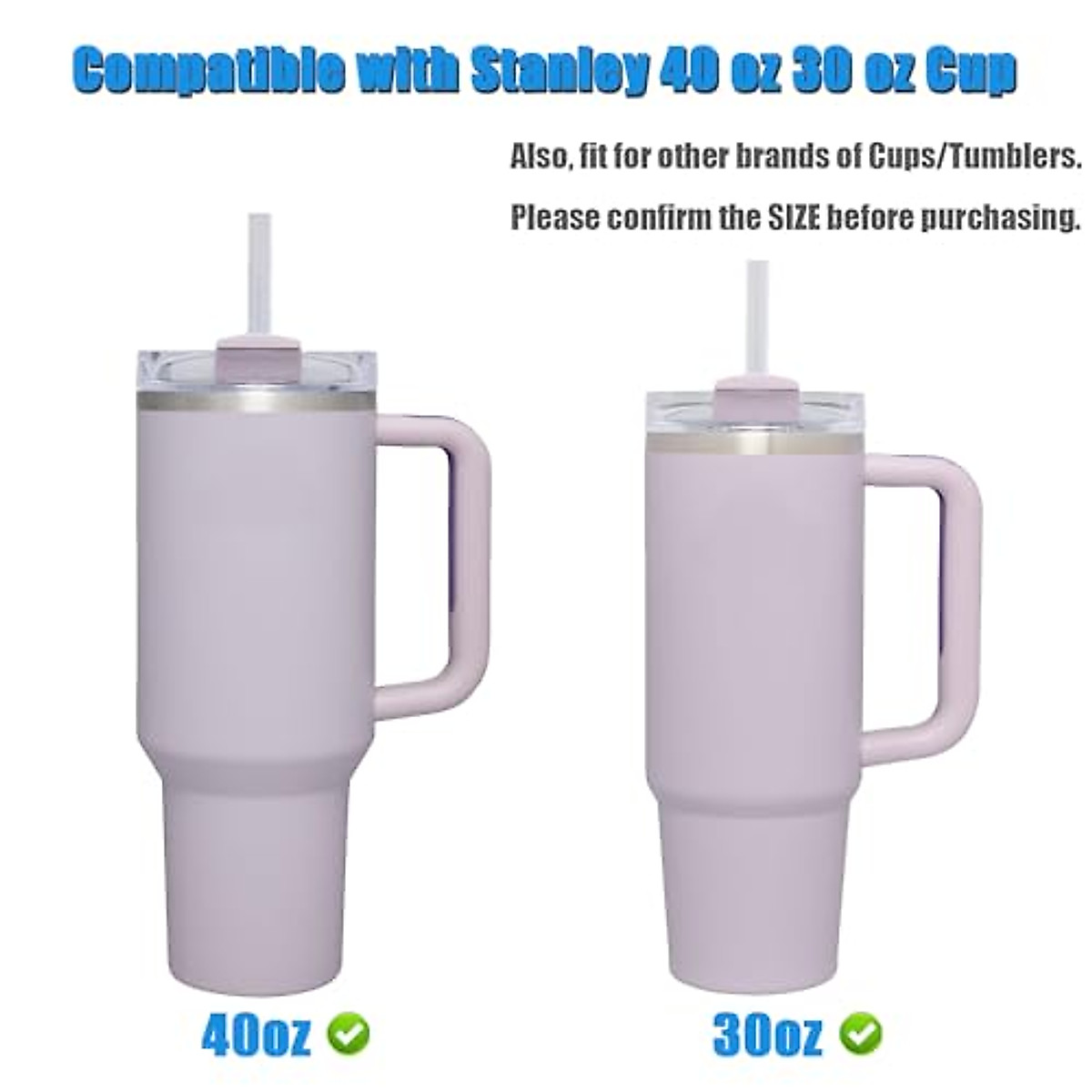 Ouharty 12.2-Inch 4-Pack Replacement Straws for Stanley 40 oz 30 oz Cup Tumbler, Reusable Straws Compatible with Stanley Cup and Simple Modern Tumbler with Handle, BPA-Free Straw with Cleaning Brush