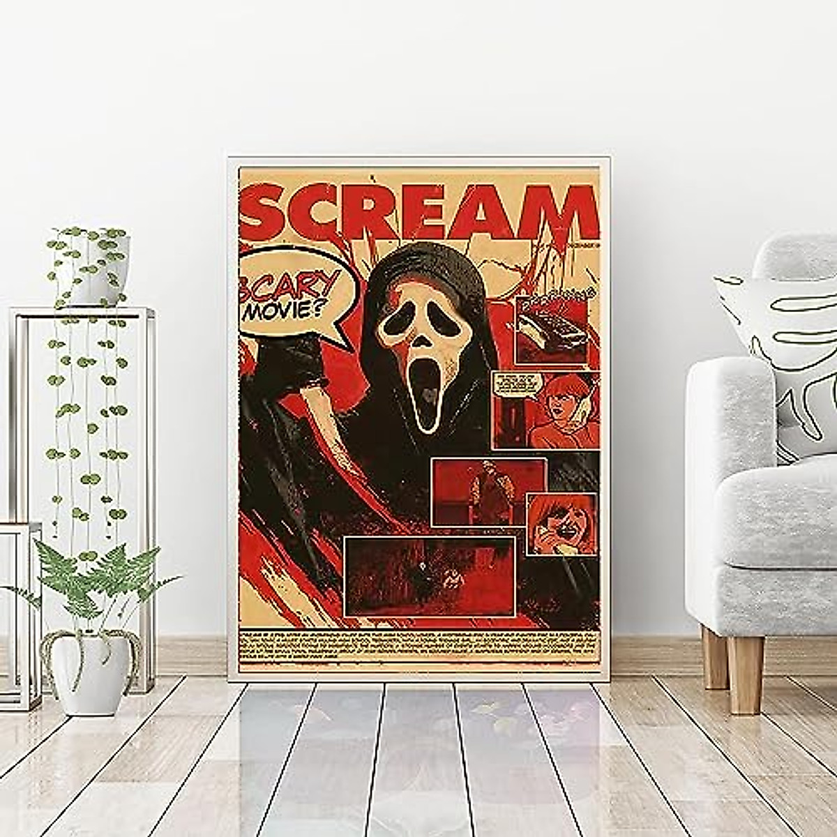 JLHATLSQ Halloween Paint by Numbers Kits for Adults, Horror DIY Paint by Numbers for Beginner, Scream Paint by Number for Gift and Home Decor 16X20 Inch