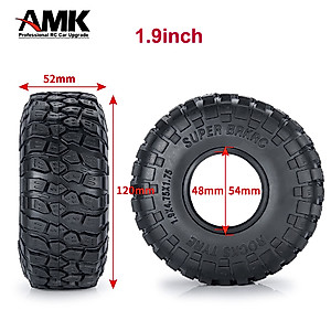 4pcs RC Crawler Tyre 1.9inch Rubber Tyres with Foam Inserts 52x120mm for 1/10 RC Crawler Car A-xial Wraith 90018 90048 RR10 SCX10 D90 T-raxxas TRX4 Wheel Tires