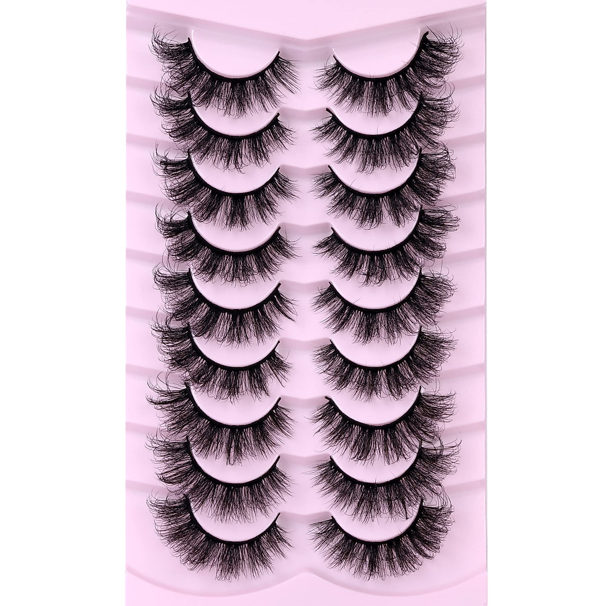 False Eyelashes Fluffy Wispy Mink Lashes 16mm Natural Full Volume Pestañas Cat Eye Lashes 9 Pairs by Yawamica Black