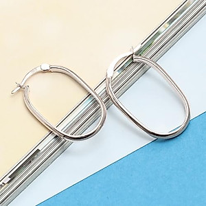 925 Sterling Silver Square Hoop Earrings for Women | Lightweight Rectangular Hoop Earrings for Gifts | Size 30mm