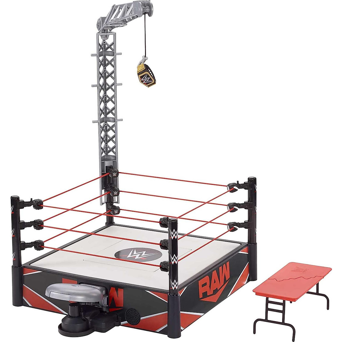 Mattel WWE Wrekkin' Kickout Ring Playset with Accessories & 2 Play Modes, Includes Launcher, Crane, WWE Championship & More, 13-inch x 20-inch