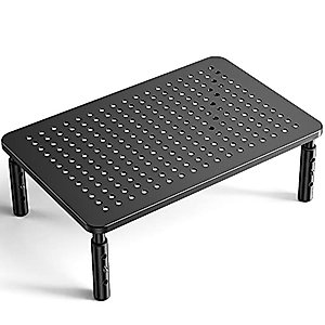 LORYERGO Monitor Stand, Monitor Riser 3 Height Adjustable, Laptop Stand Desk with Metal Vented Platform, Computer Stand for Printer, Laptop, PC Tower, Laptop Stand for Office & Home